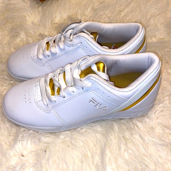 Fila | Shoes | Nwt Fila White And Gold Sneakers | Poshmark
